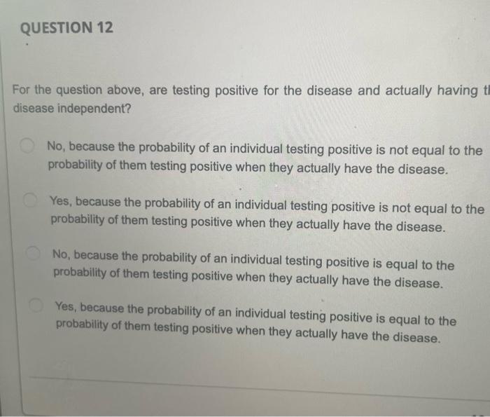 For the question above, are testing positive for the | Chegg.com