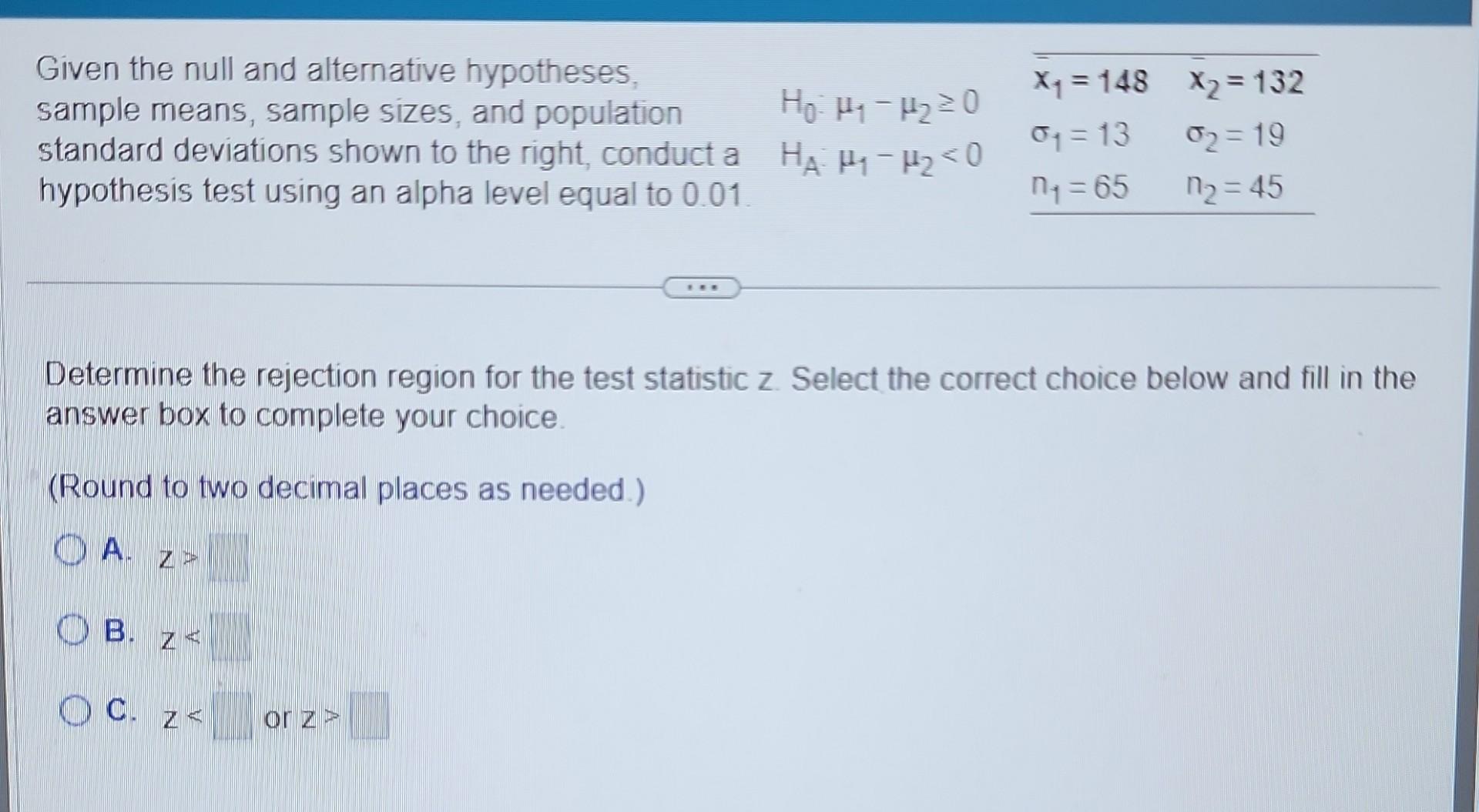 Solved Given the null and alternative hypotheses, sample | Chegg.com