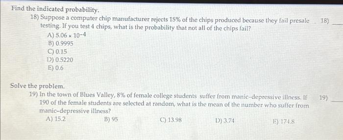 Solved Find the indicated probability. 18) Suppose a | Chegg.com