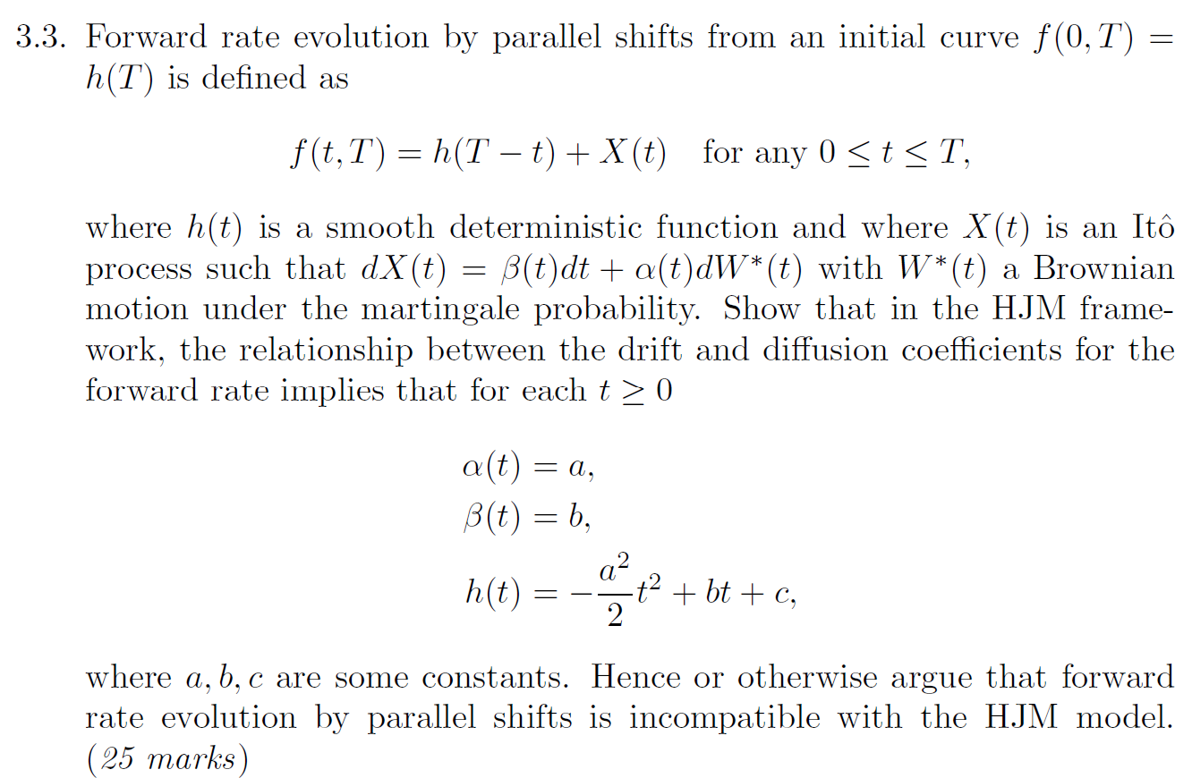 Solved 3.3. ﻿Forward rate evolution by parallel shifts from | Chegg.com