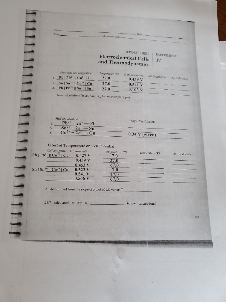 Solved Name Date Laboratory Instructor REPORT SHEET | Chegg.com
