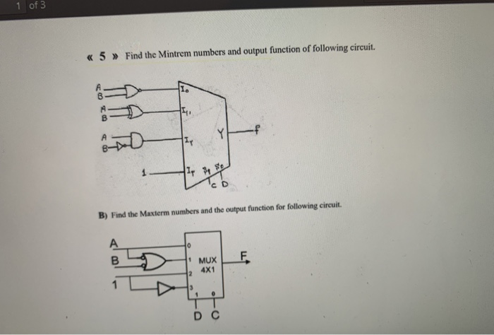 Solved - 1 of 3 « 5 >> Find the Mintrem numbers and output | Chegg.com