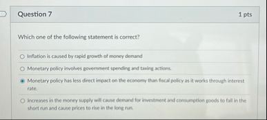 Solved Question 71 ﻿ptsWhich one of the following statement | Chegg.com
