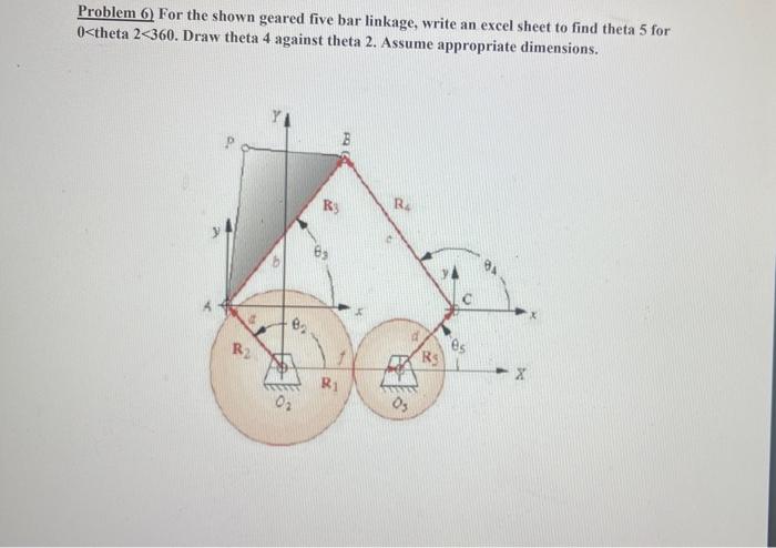 Solved Problem 6) For the shown geared five bar linkage, | Chegg.com