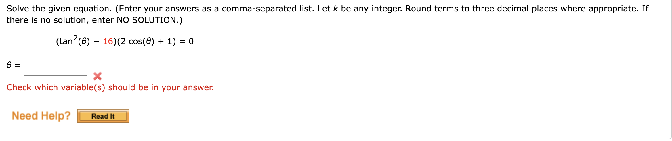 Solved Solve the given equation. (Enter your answers as a | Chegg.com