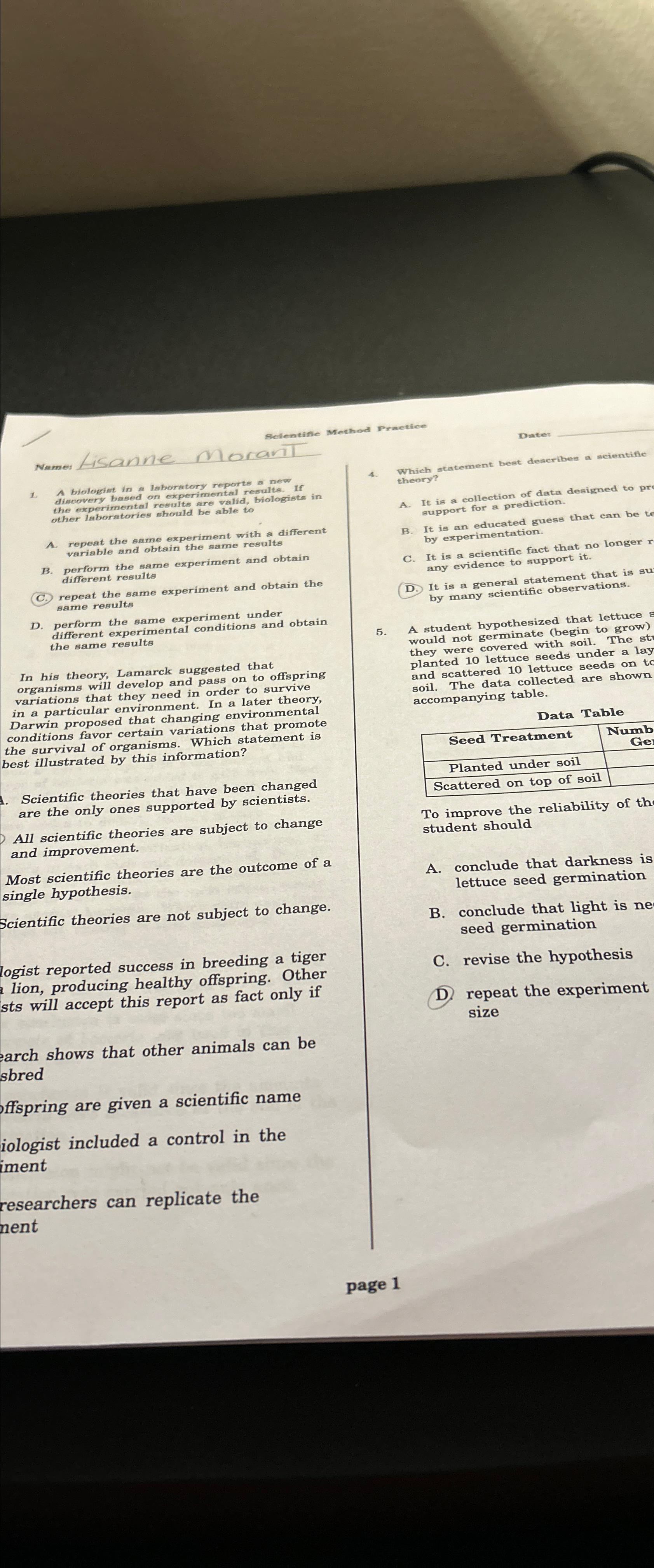 Solved Scientific Method PracticeA biologist in a laboratory | Chegg.com