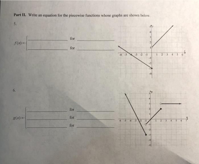 Solved Part II. Write an equation for the piecewise | Chegg.com