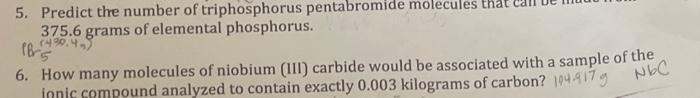 Solved 5. Predict the number of triphosphorus pentabromide | Chegg.com