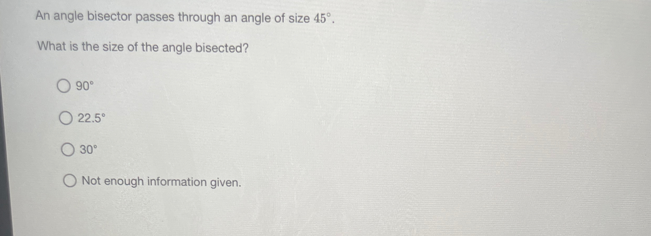Solved An angle bisector passes through an angle of size | Chegg.com