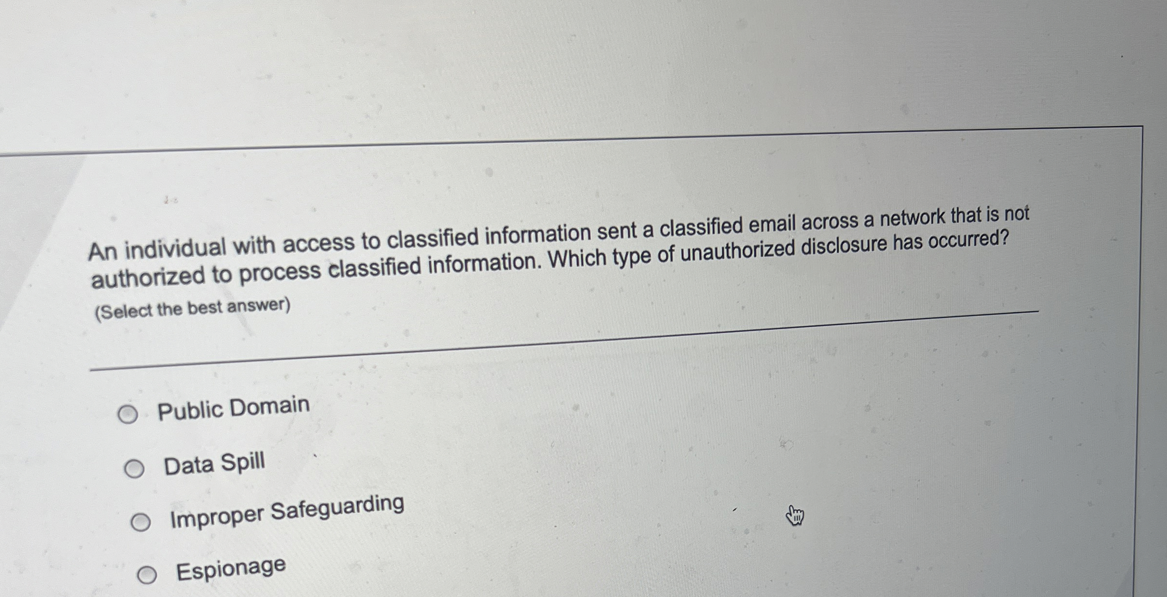 Solved An individual with access to classified information | Chegg.com