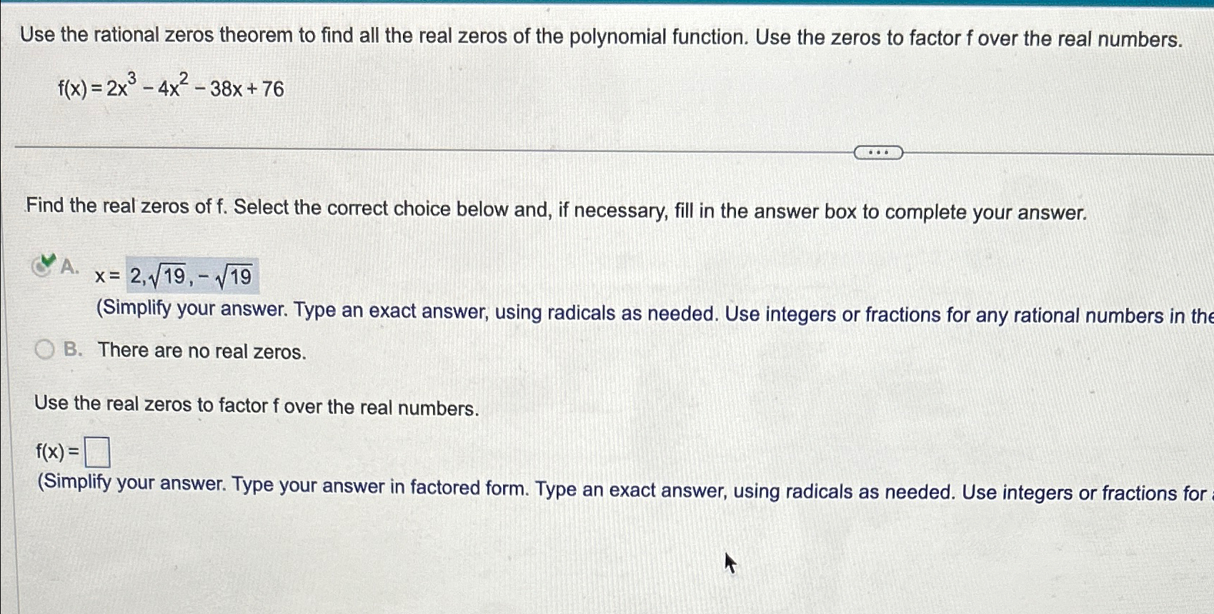 Solved Use the rational zeros theorem to find all the real | Chegg.com