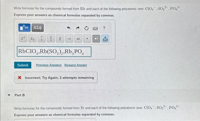 Solved Write formulas for the compounds formed from Rb and | Chegg.com