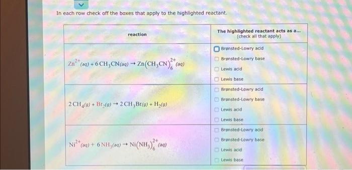 Solved In each row check off the boxes that apply to the | Chegg.com