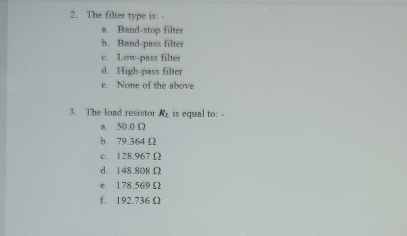 Solved The following filter circuit has been designed based | Chegg.com