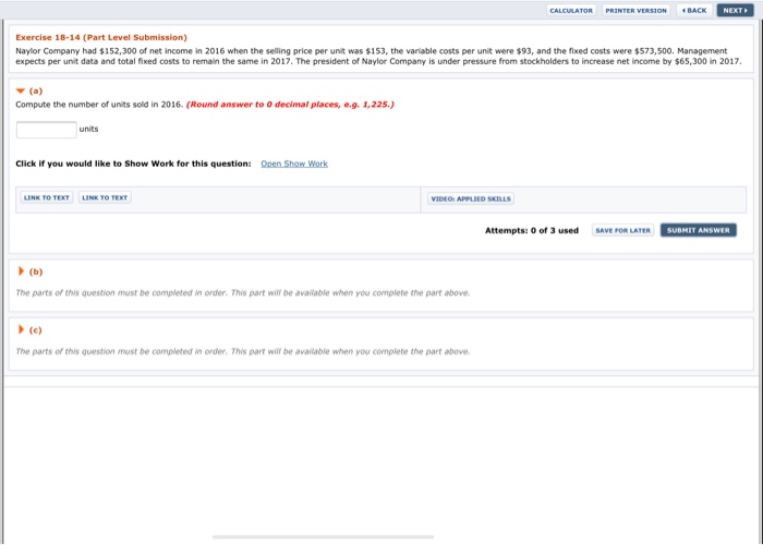 Solved CALCULATOR PRINTER VERSION « BACK NEXT Exercise 18-14 | Chegg.com