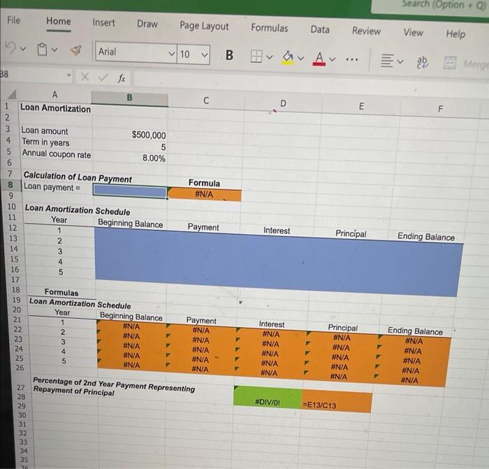 Solved Excel Online 5 tructured Activity: Loan Amortization | Chegg.com