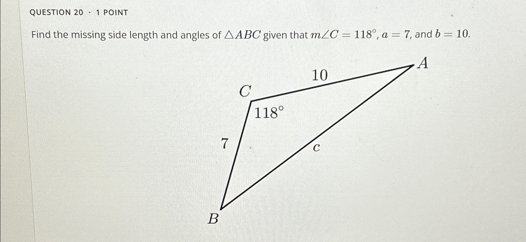 Solved QUESTION 20 - 1 ﻿POINTFind the missing side length | Chegg.com