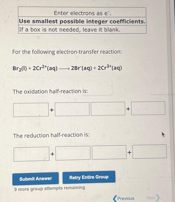 Solved For the following electron-transfer reaction: | Chegg.com