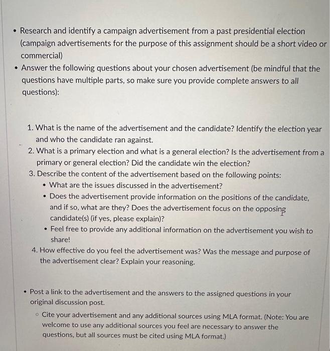 - Research and identify a campaign advertisement from | Chegg.com