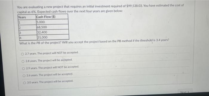 Solved You are evaluating a new project that requires an | Chegg.com