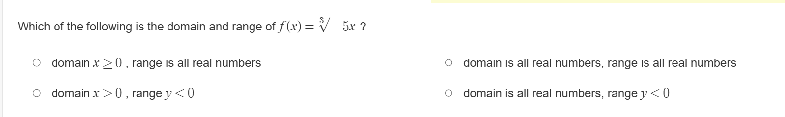 Solved Which of the following is the domain and range of | Chegg.com