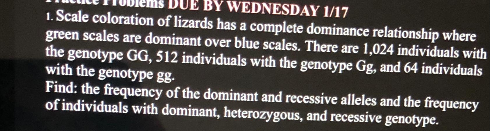 Solved Scale coloration of Lizarda has a complete dominance | Chegg.com