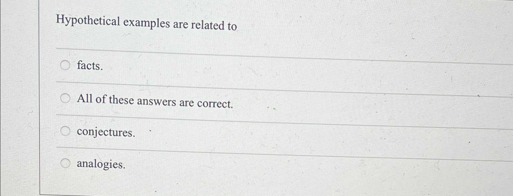Solved Hypothetical examples are related tofacts.All of | Chegg.com