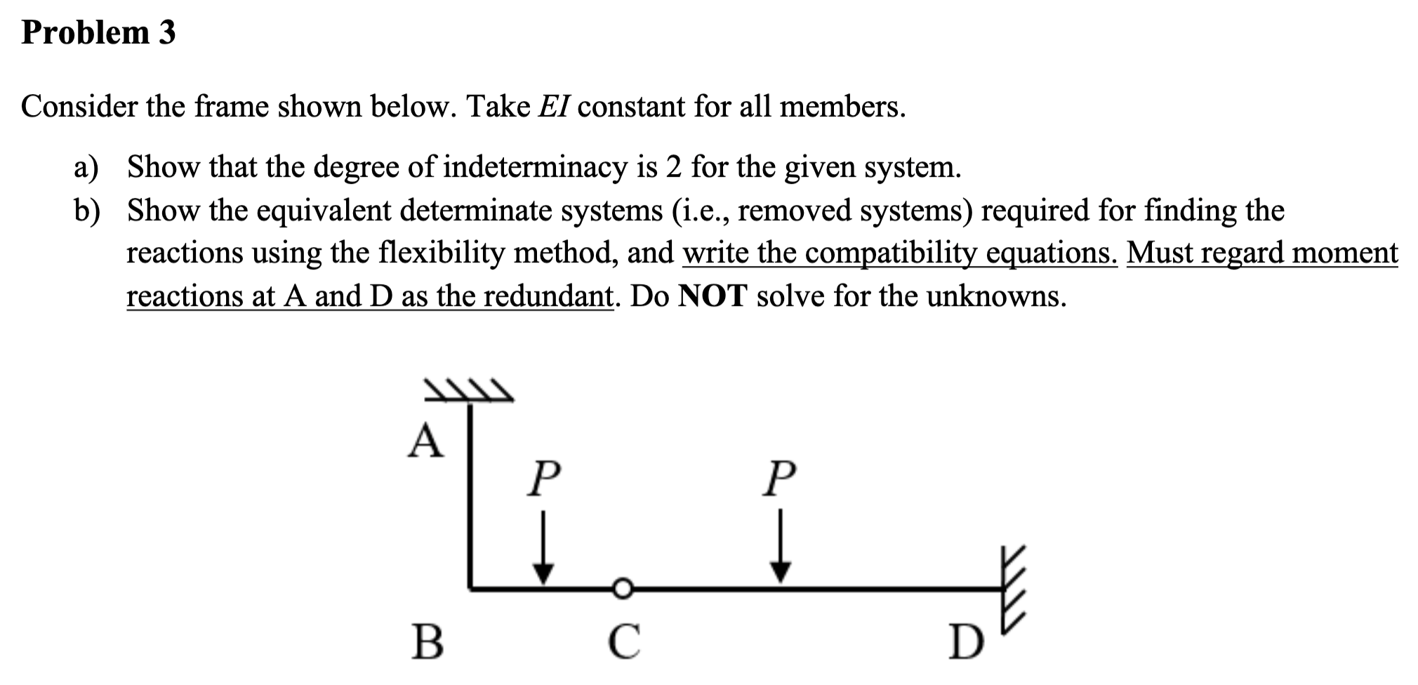 Solved Problem 3 ﻿Consider the frame shown below. Take \( ﻿E | Chegg.com