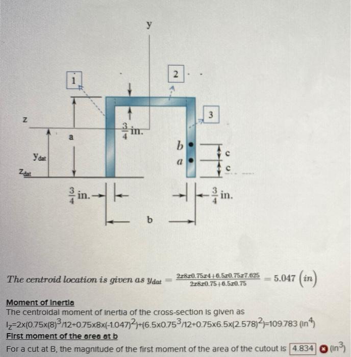Solved What is the first moment of the area at b? a=8, b=8, | Chegg.com