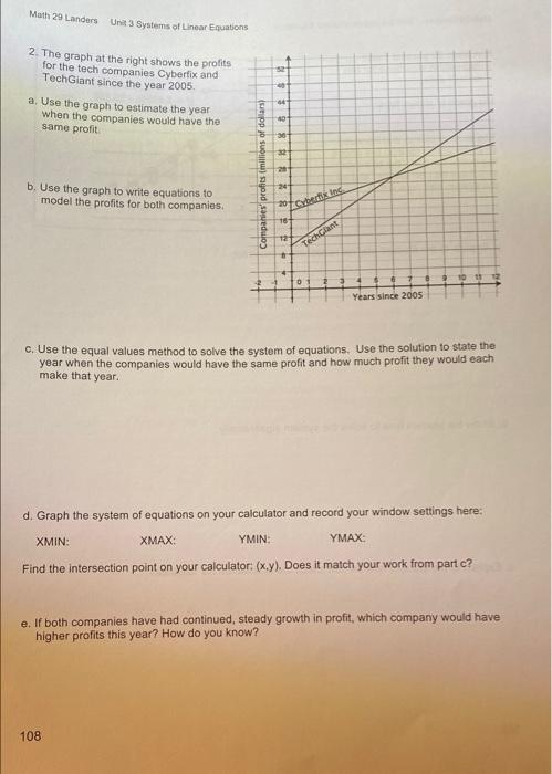 Solved Mum 20 Landers Unit 3 Systems of Linear Equi Name: | Chegg.com