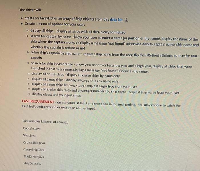 Solved 1. Create a Ship class 1. the Ship class will be | Chegg.com