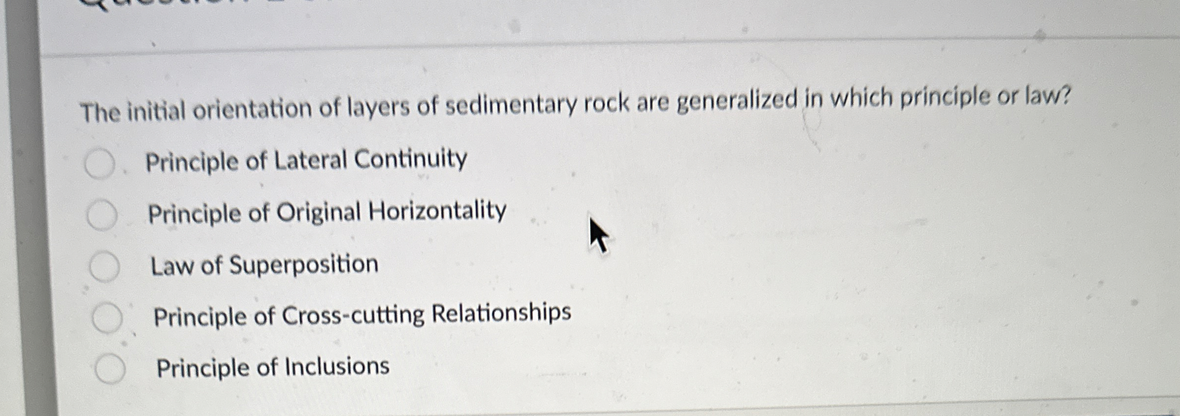 Solved The initial orientation of layers of sedimentary rock | Chegg.com