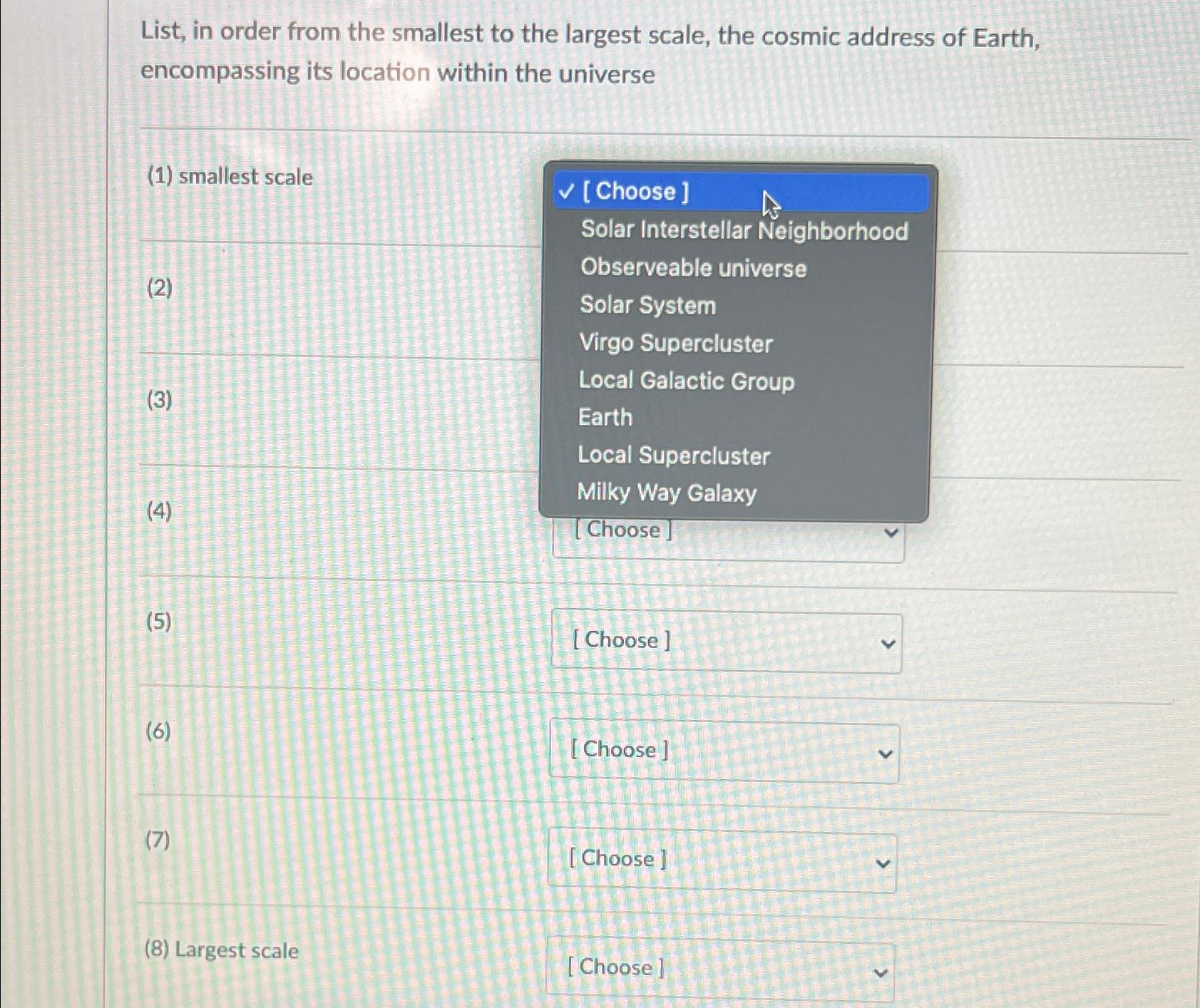 Solved List, in order from the smallest to the largest | Chegg.com
