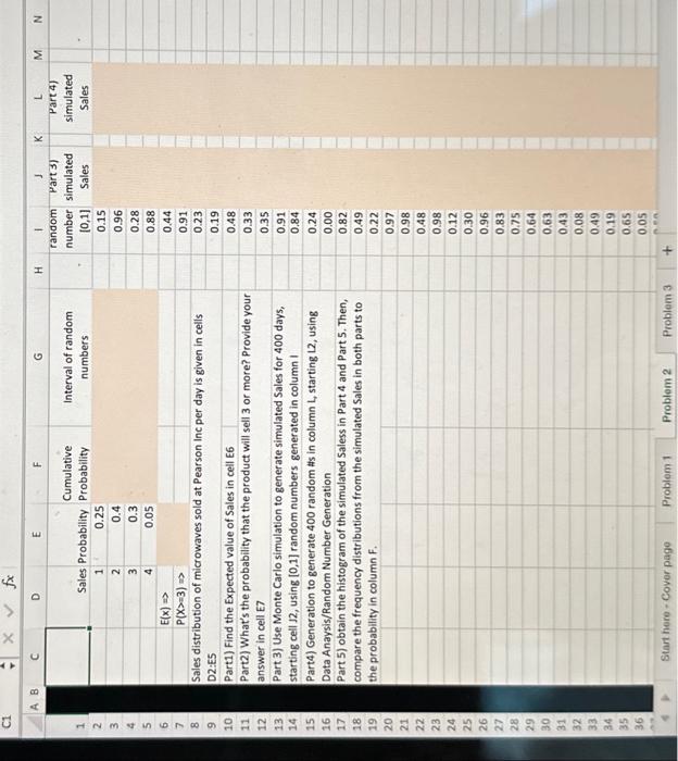 excel. please answer all the parts. | Chegg.com