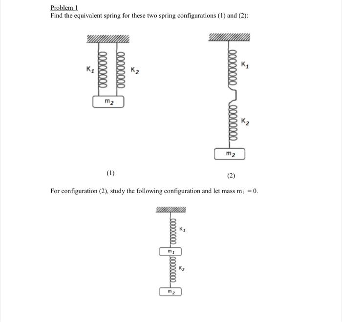 Solved Problem 1 Find the equivalent spring for these two | Chegg.com