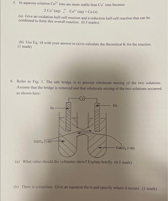 Solved 2Cu+(aq)⇄Cu2+(aq)+Cu(s) (a) Give an oxidation | Chegg.com