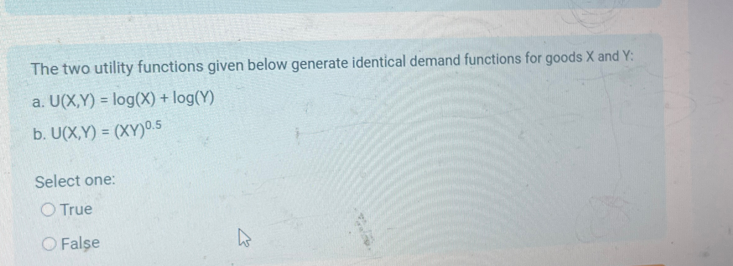 Solved The two utility functions given below generate | Chegg.com
