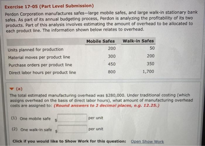 Solved Exercise 17-05 (Part Level Submission) Perdon | Chegg.com