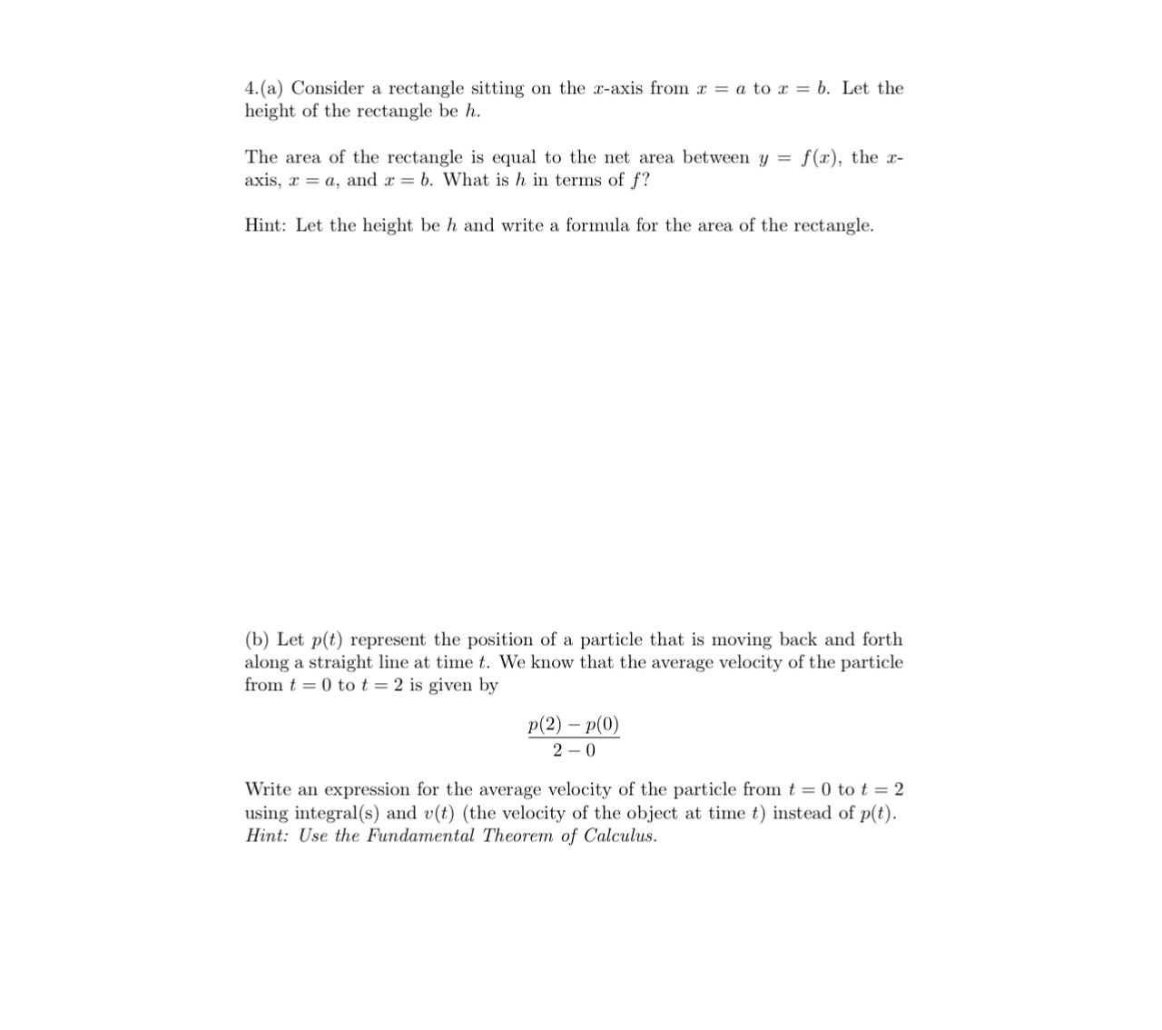 Solved 4.(a) ﻿Consider a rectangle sitting on the x-axis | Chegg.com