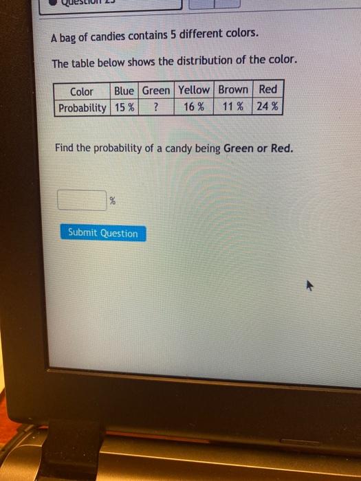 Solved A bag of candies contains 5 different colors. The | Chegg.com