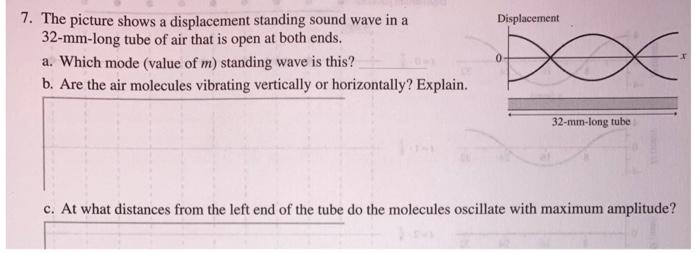 Solved 7. The picture shows a displacement standing sound | Chegg.com