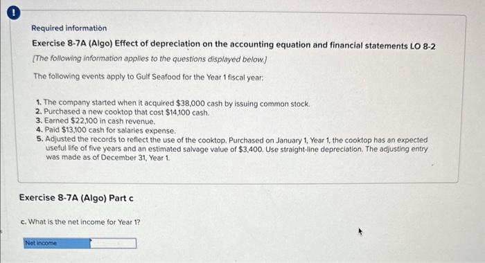 Solved Required information Exercise 8-7A (Algo) Effect of | Chegg.com