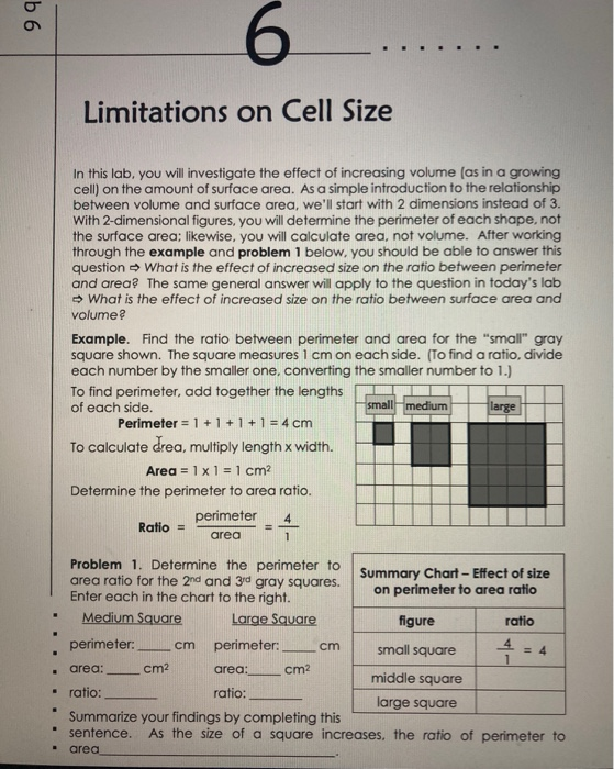 Solved b6 6 Limitations on Cell Size In this lab, you will | Chegg.com