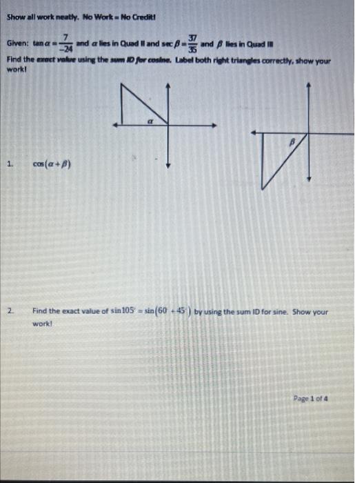 Solved Show all work neatly. No Work = Mo Crediti Ghen: | Chegg.com