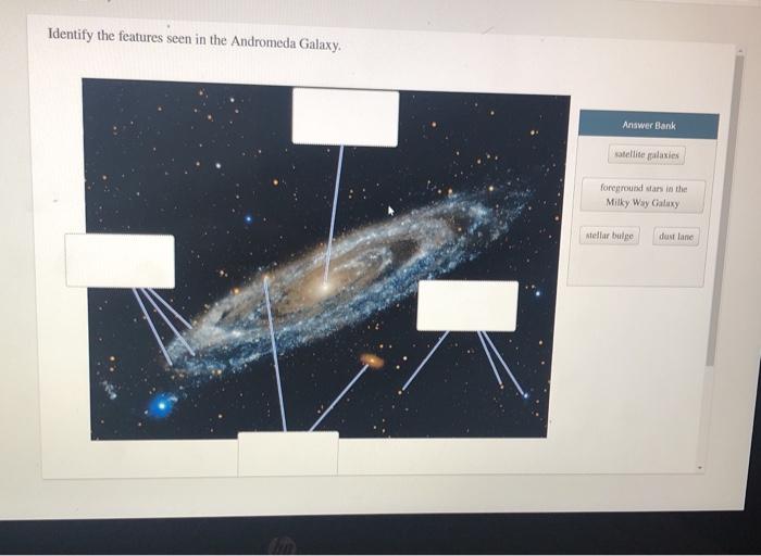 Solved Identify the features seen in the Andromeda Galaxy | Chegg.com