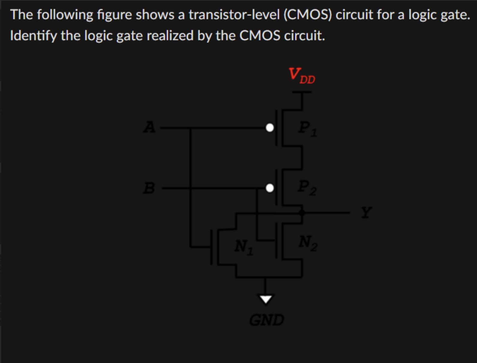 Solved The following figure shows a transistor-level (CMOS) | Chegg.com