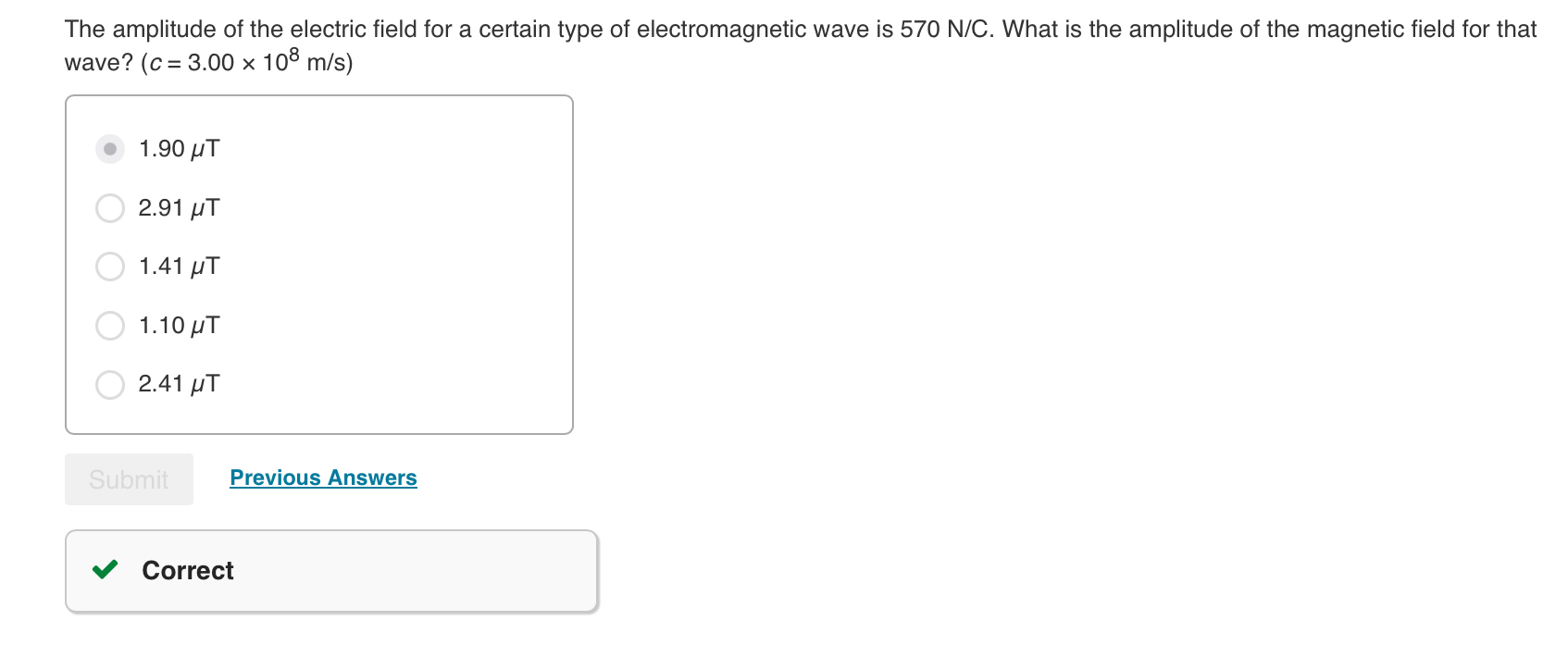 Solved The amplitude of the electric field for a certain | Chegg.com