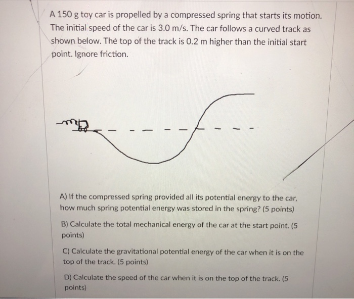 Solved A 150 g toy car is propelled by a compressed spring | Chegg.com