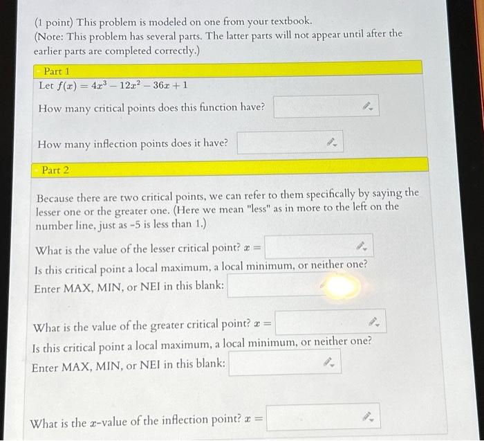 Solved (1 point) This problem is modeled on one from your | Chegg.com