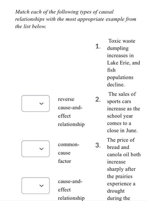 Solved Match each of the following types of causal | Chegg.com